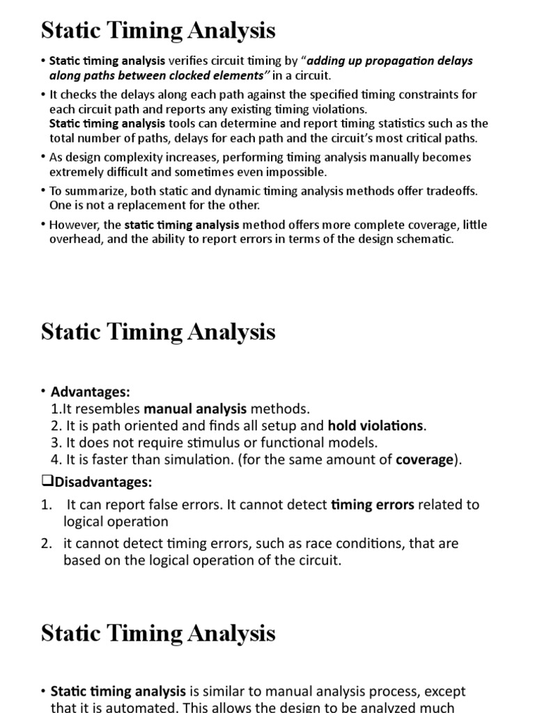 Static And Dynamic Timing Analysis Pdf Applied Mathematics Computing