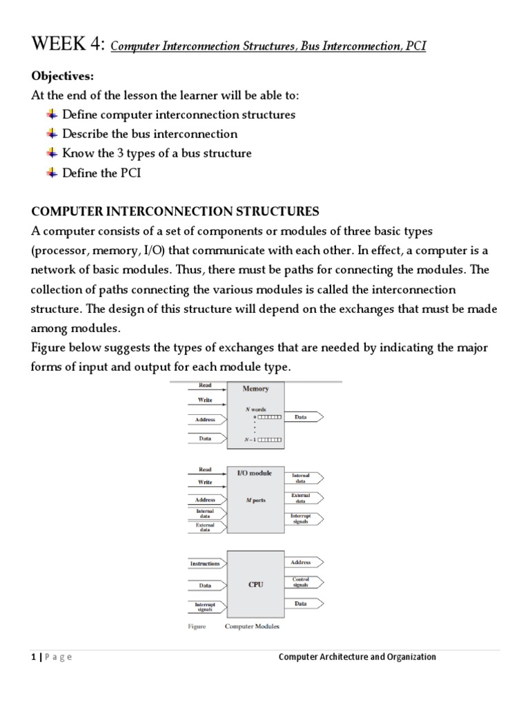 Week 4:: Computer Interconnection Structures, Bus Interconnection, PCI | PDF | Input/Output ...