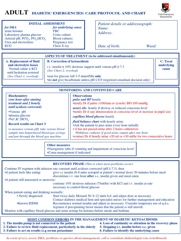 Adult: Diabetic Emergencies: Care Protocol and Chart | PDF ...