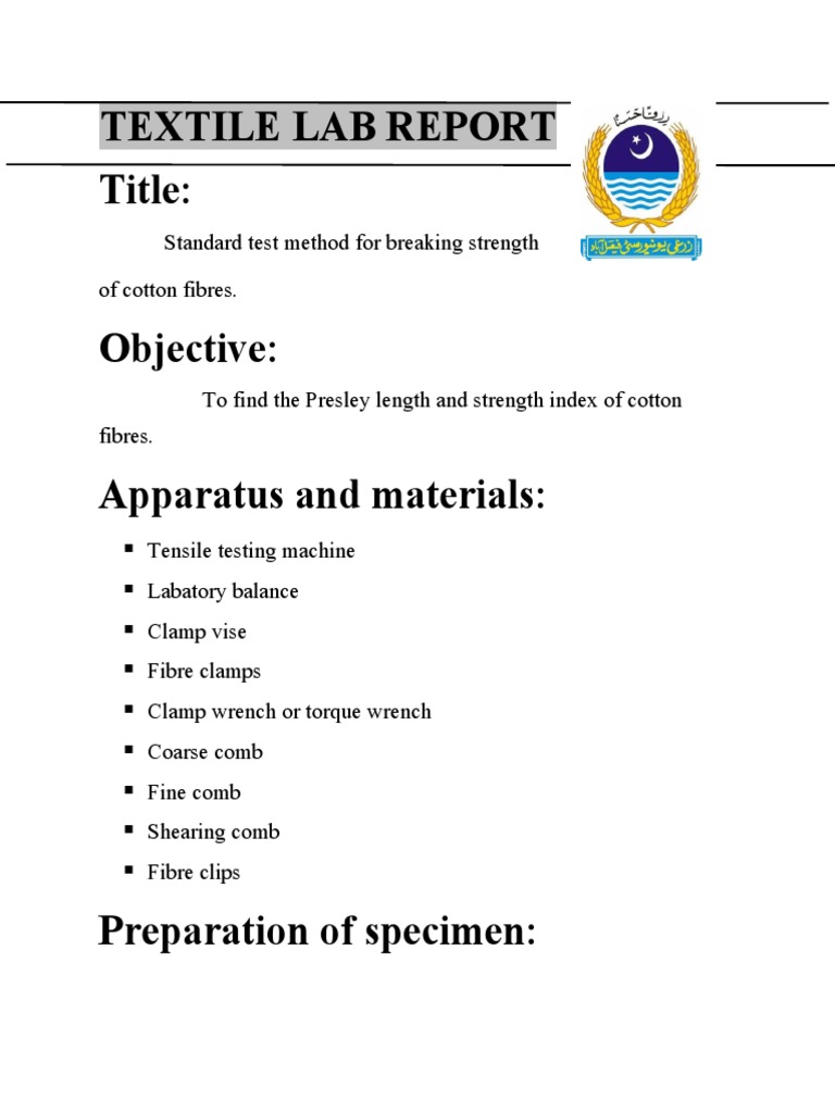 Textile Lab Report Title | PDF | Fracture | Fibers