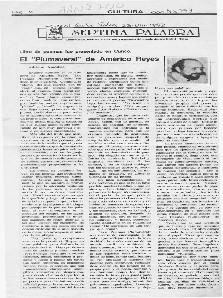 El Plumaveral de Américo Reyes Por Améstica | PDF | Clásicos | Ficción ...