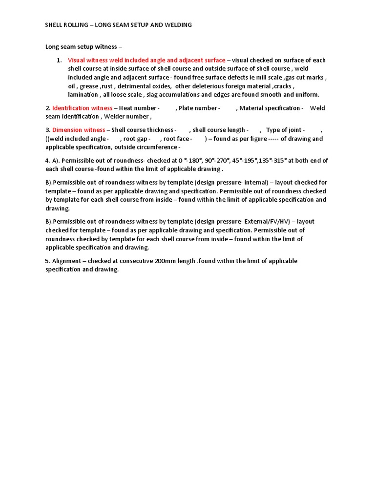 Long Seam and Circumference Seam Setup | PDF | Procedural Knowledge ...