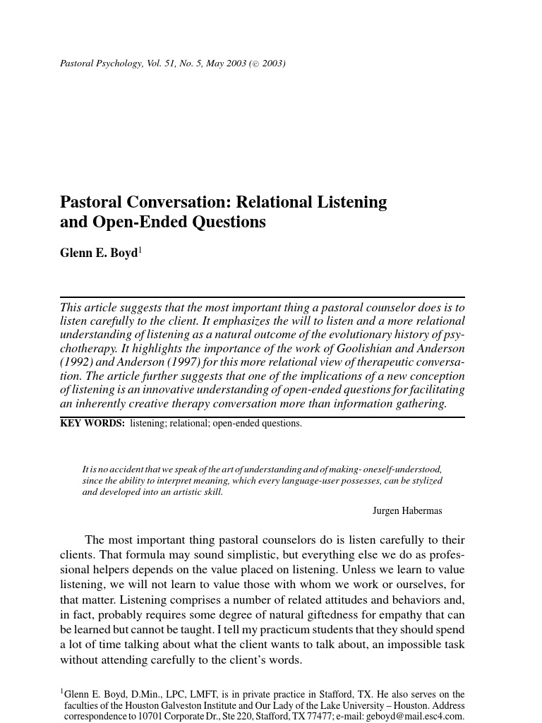 Pastoral Conversation | PDF | Psychoanalysis | Curiosity