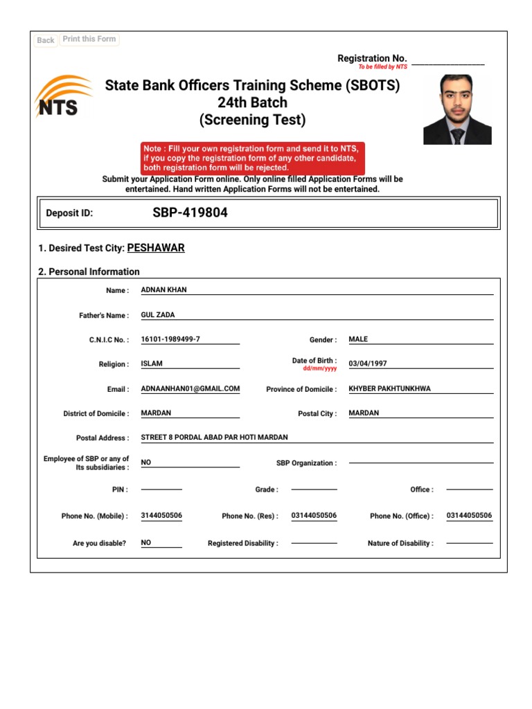 State Bank O Cers Training Scheme (SBOTS) 24th Batch (Screening Test ...