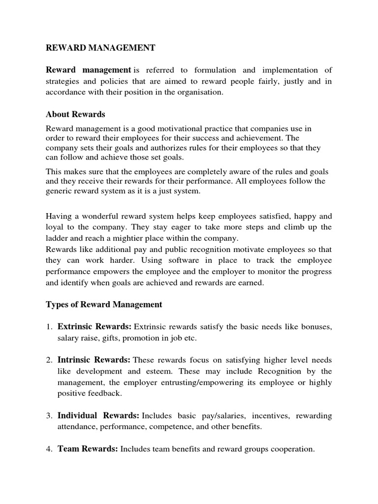 Reward Management | PDF | Systems Psychology | Motivation