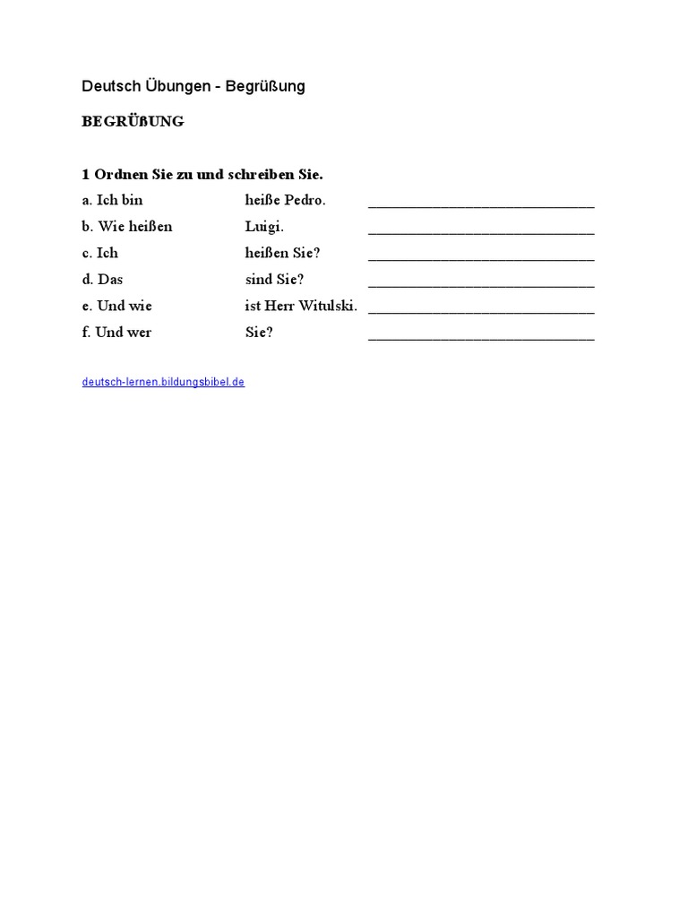Deutsch Uebungen 1 BegruSung | PDF
