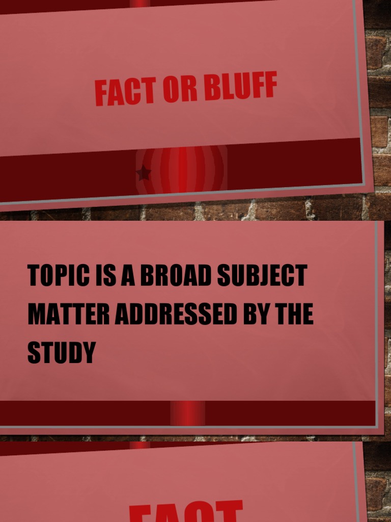 Fact or Bluff Activity in PR2 | PDF