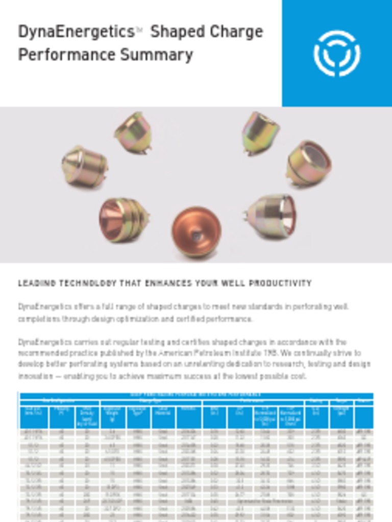 DynaEnergetics Shaped Charge Summary | PDF | Nature