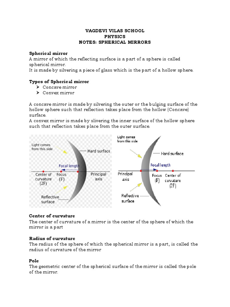 Spherical Mirrors PDF | PDF | Glass Applications | Optics