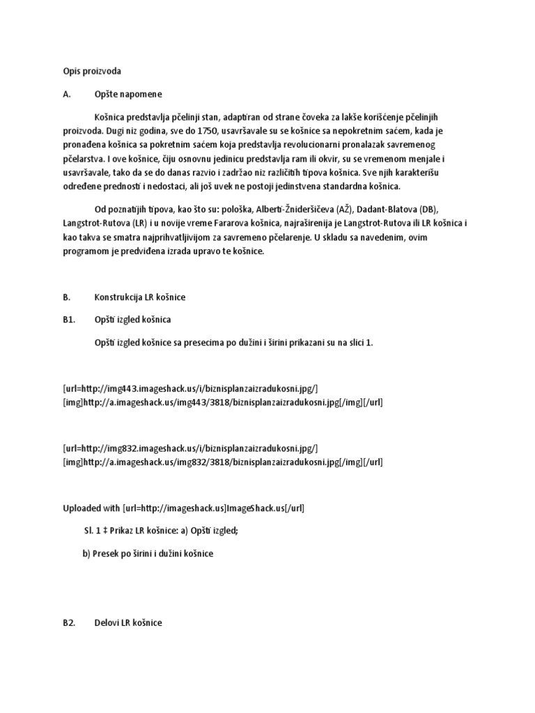 Biznis Plan Za Izradu Kosnica | PDF