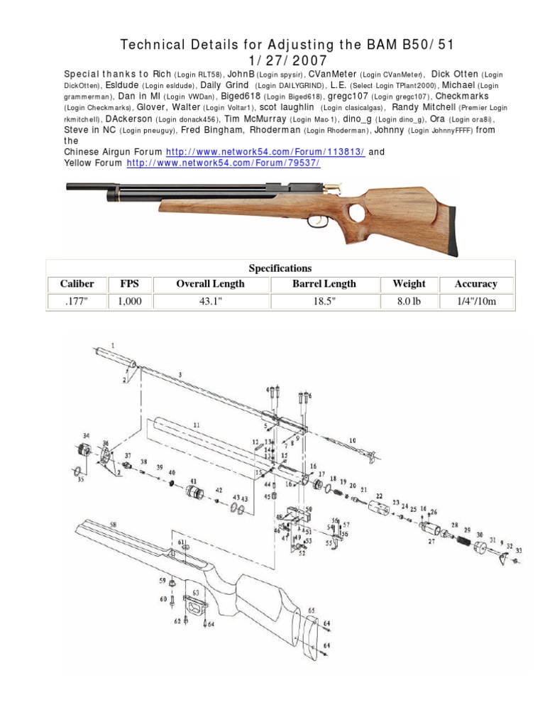 Technical Details For Adjusting The Bam b50 51 | PDF | Gun Barrel | Valve