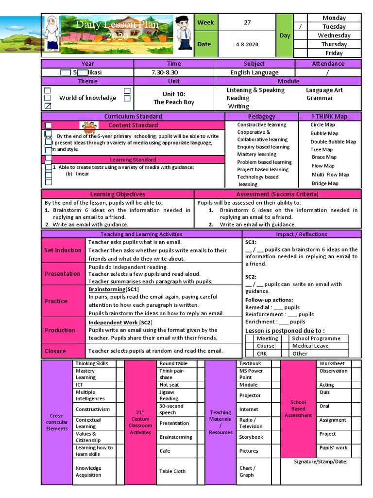 Daily Lesson Plan Y5 Week 27 | PDF | Lesson Plan | Project Based Learning