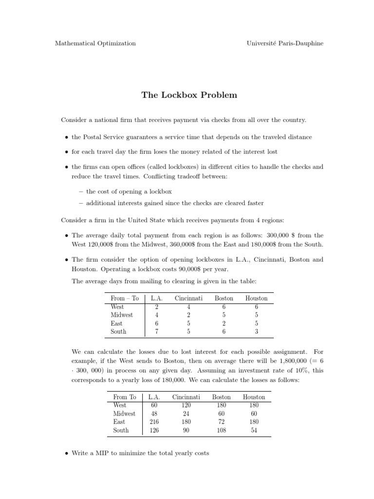 LockBox PDF | PDF | Interest | Linear Programming