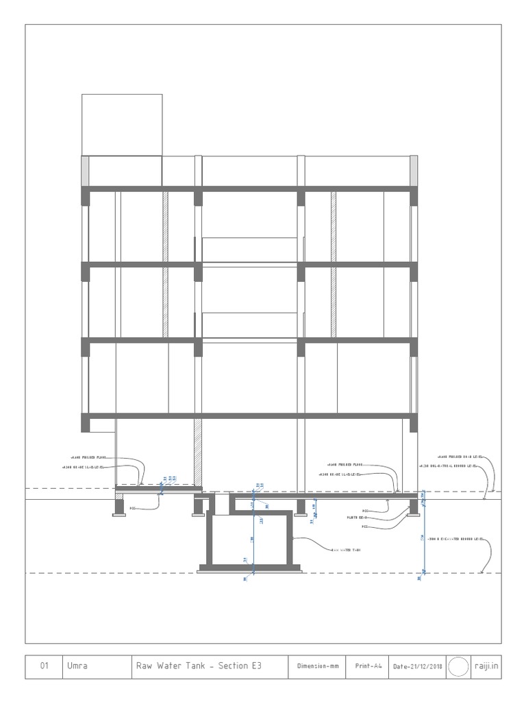 Architecture - Section-Raw Water Tank | PDF | Structural Engineering ...