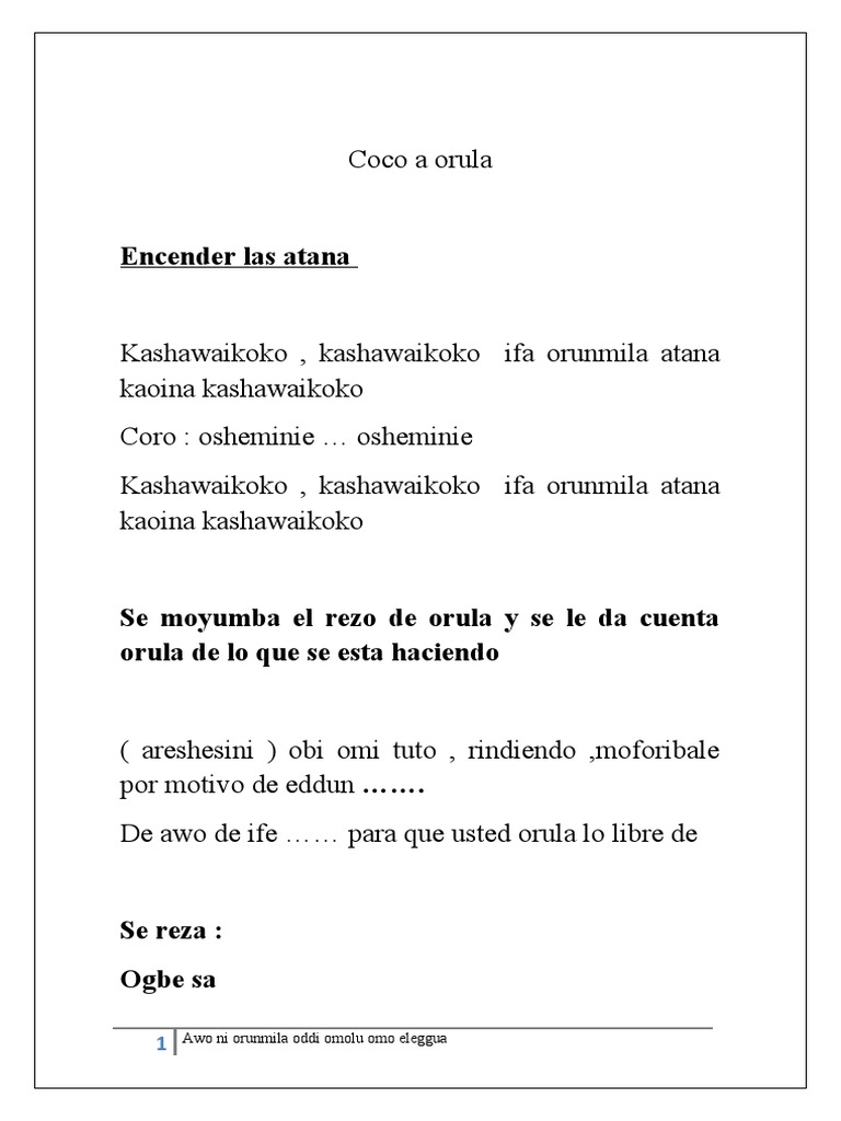 Ceremonia y Rezos de Orula en Ifá | PDF | Religión étnica ...