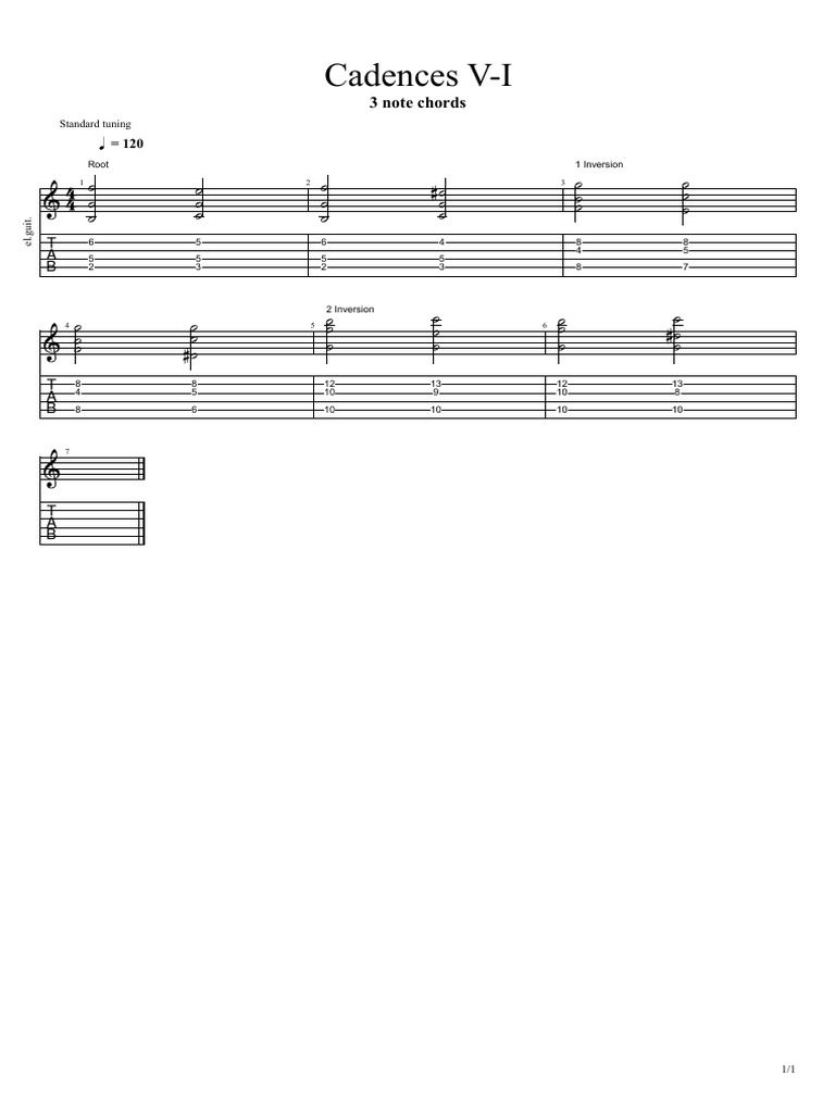 Cadences V-I: 3 Note Chords | PDF