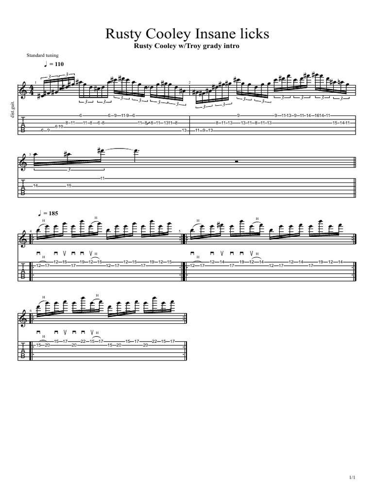 Rusty Cooley Insane Lick PDF | PDF