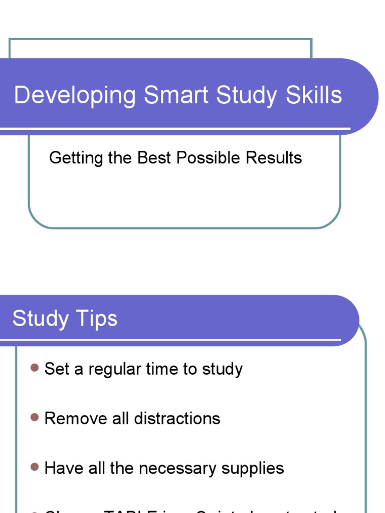 Developing Smart Study Skills: Getting The Best Possible Results | PDF ...