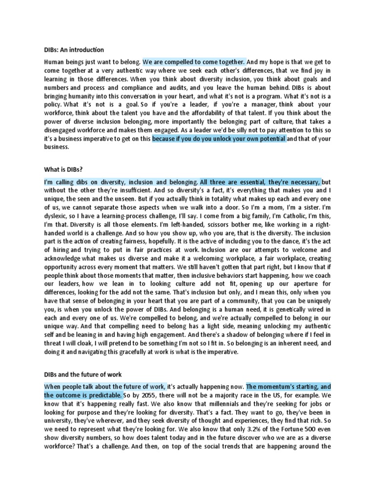 Diversity, Inclusion, Belonging | PDF | Storytelling | Extraversion And ...