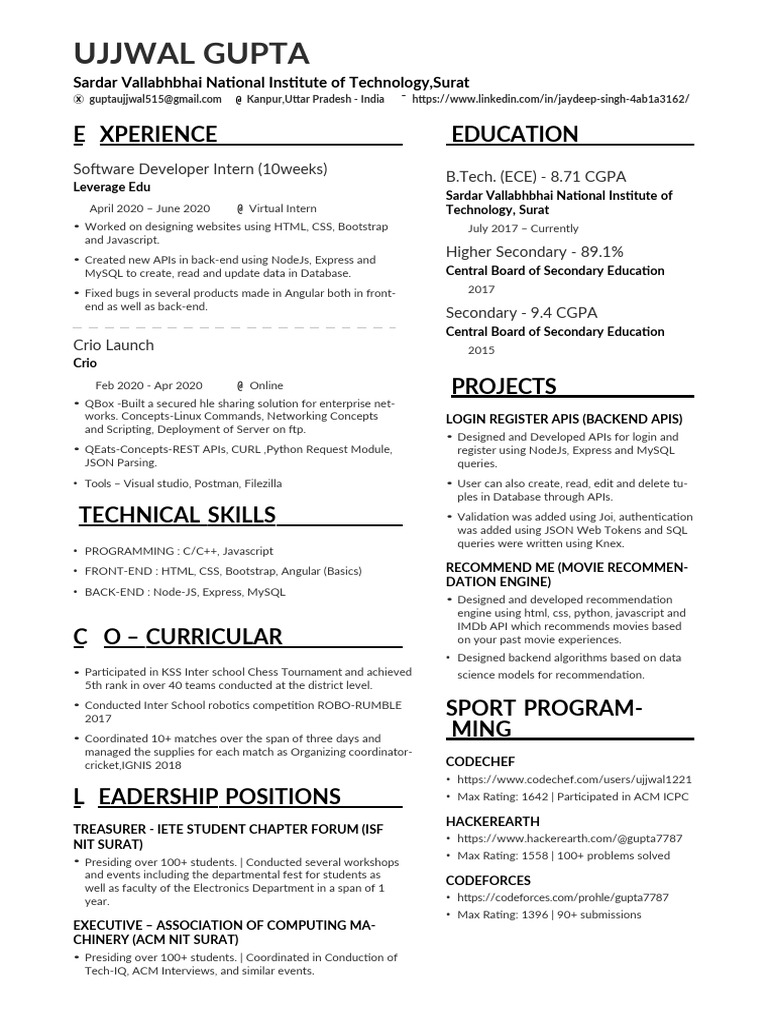 Ujjwal Resume | PDF | My Sql | Application Programming Interface
