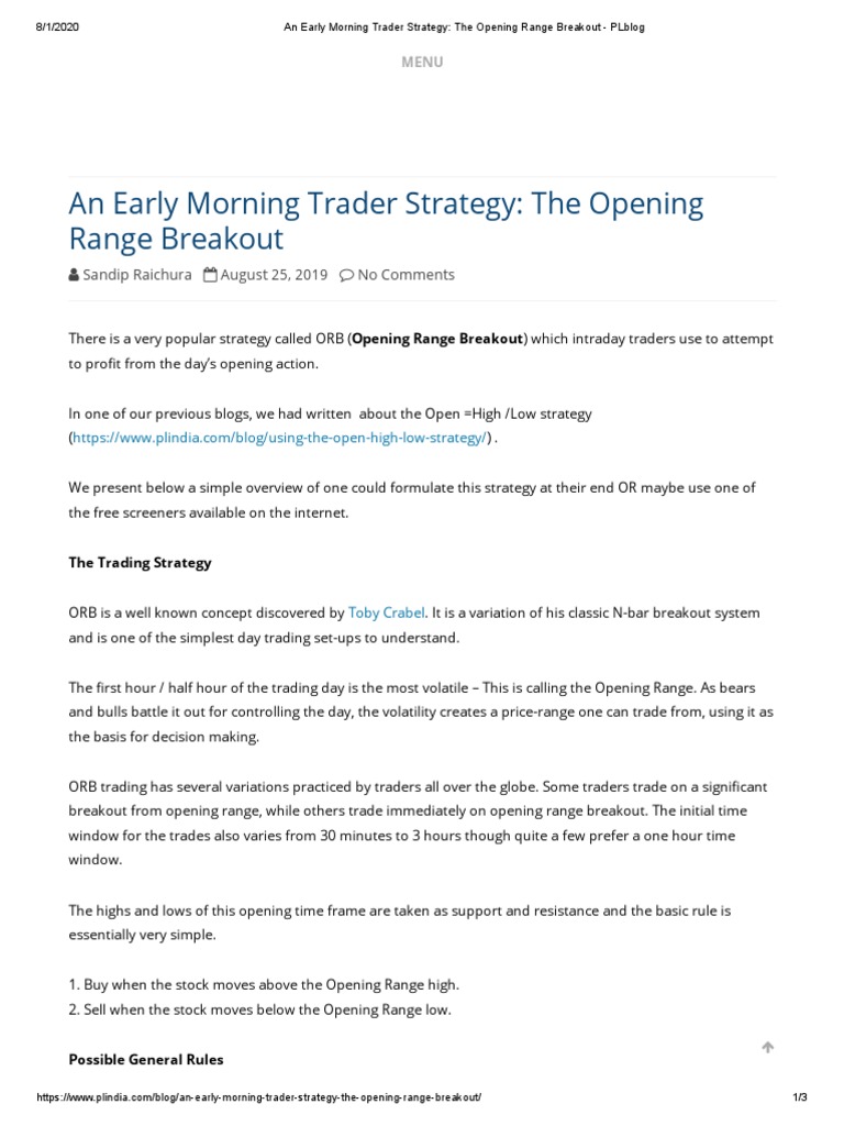 An Early Morning Trader Strategy - The Opening Range Breakout - PLblog ...