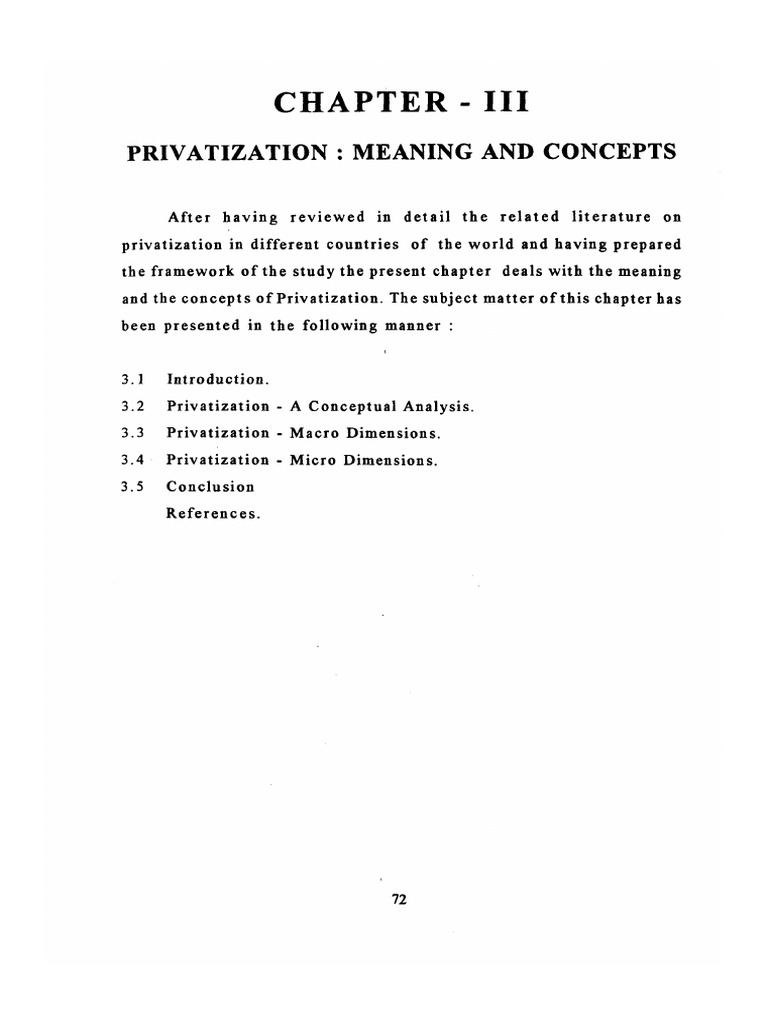 Chapter - Iii: Privatization: Meaning and Concepts | PDF | Privatization | State Owned Enterprise