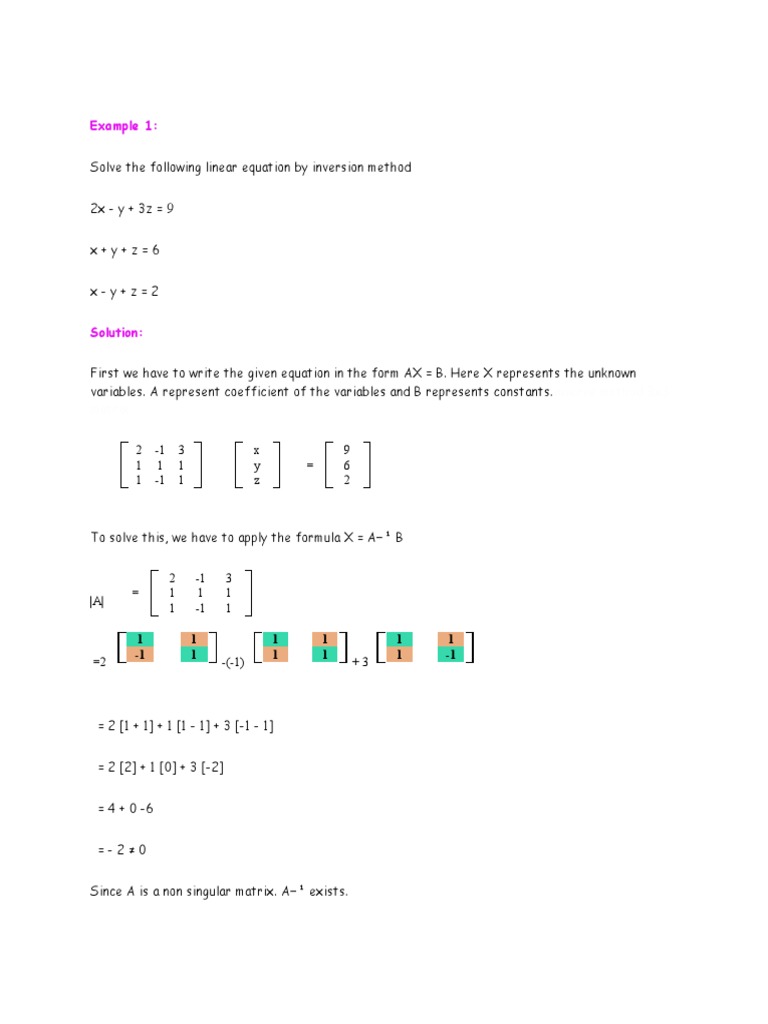 Example 1:: Inverse Method 3x3 Matrix | PDF | Matrix (Mathematics ...