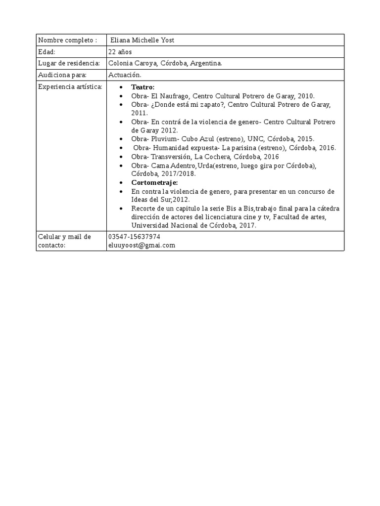 Ficha de Casting | PDF