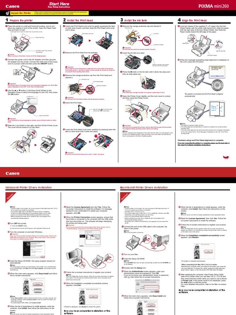 Prepare The Printer Install The Ink Tank Align The Print Head Install The Print Head | PDF ...