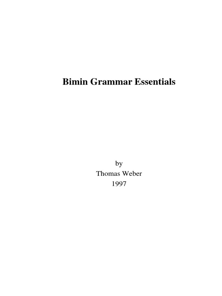 Bimin Grammar Essentials | PDF | Part Of Speech | Noun