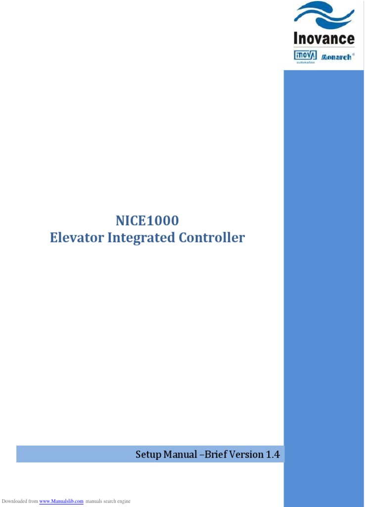 NICE1000 Elevator Integrated Controller: Setup Manual - Brief Version 1 ...