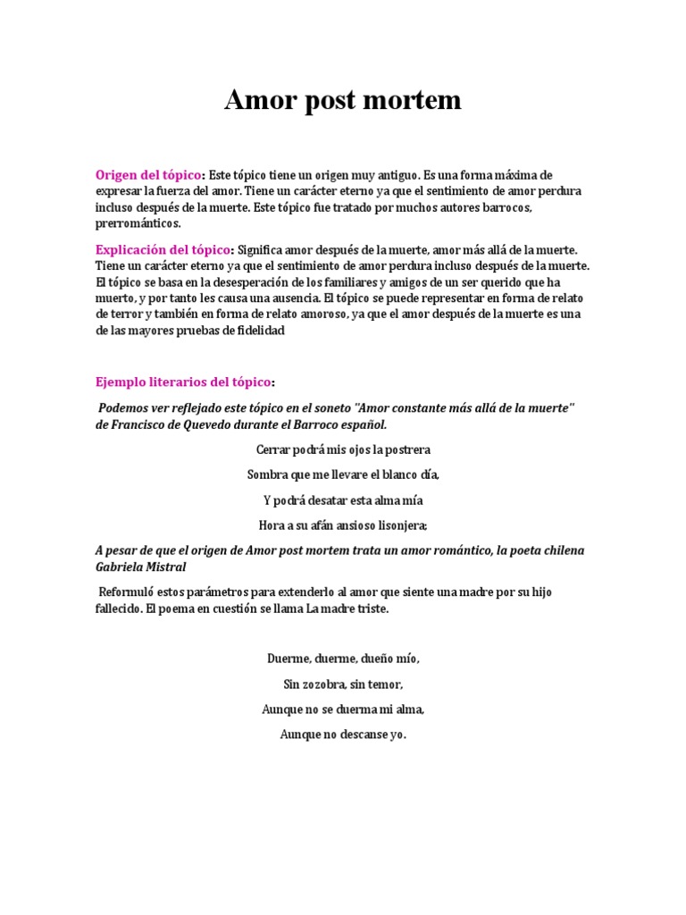 Topico Amor Post Mortem | PDF | Muerte | Amor
