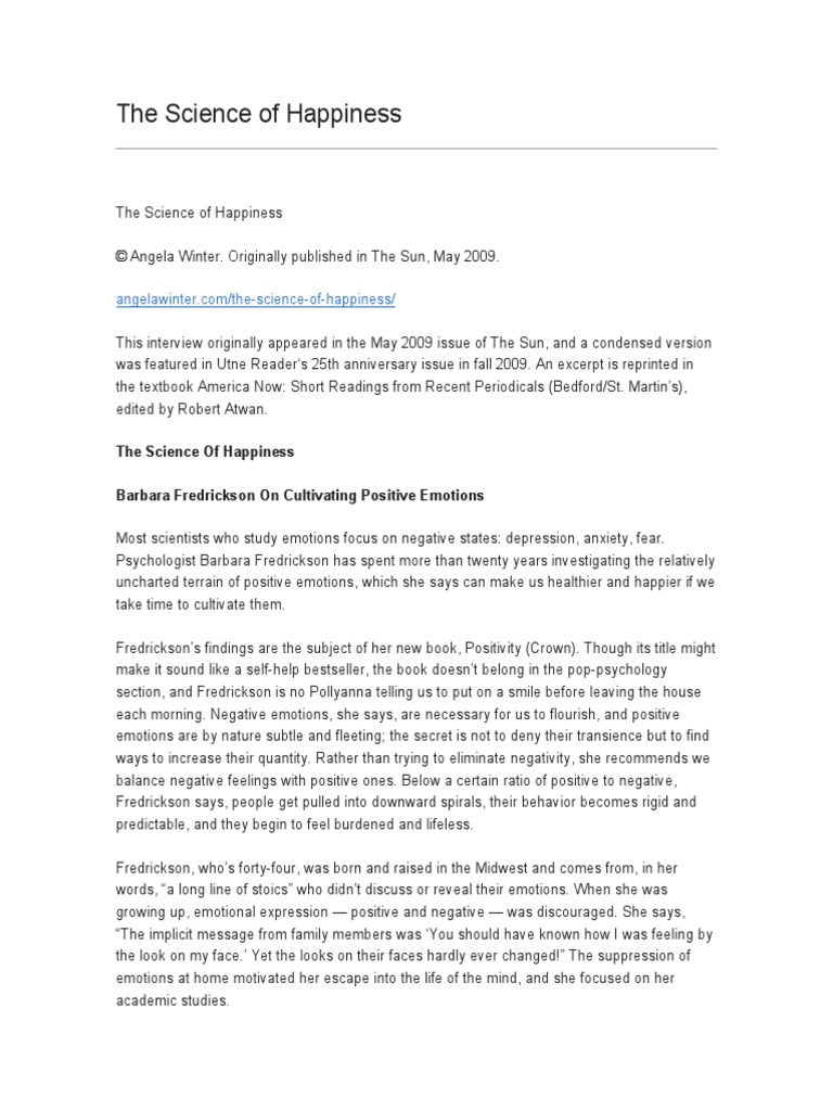 The Science of Happiness - Week 2 | PDF | Chaos Theory | Emotions