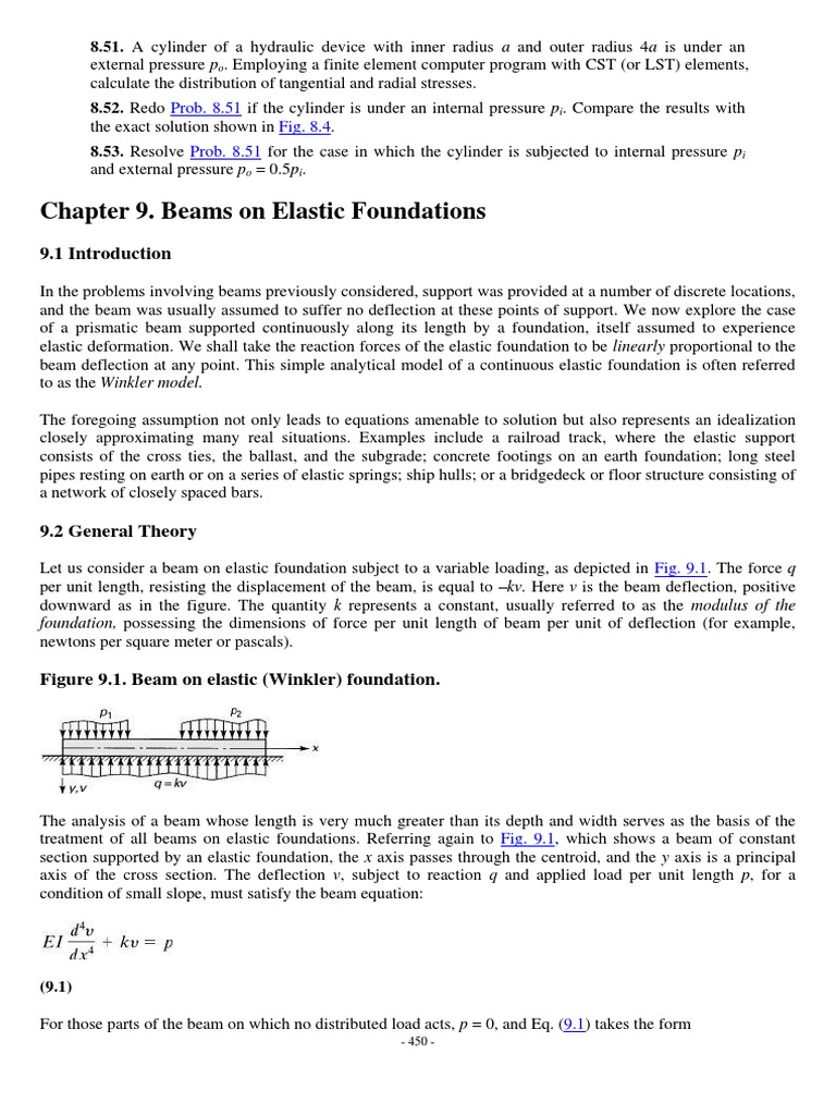 Chapter 9. Beams On Elastic Foundations: Prob. 8.51 Fig. 8.4 Prob. 8.51 | PDF | Beam (Structure ...