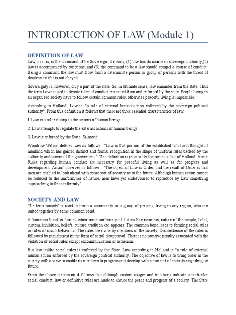 Business Law Class Module - 1 | PDF | Rule Of Law | Sovereignty