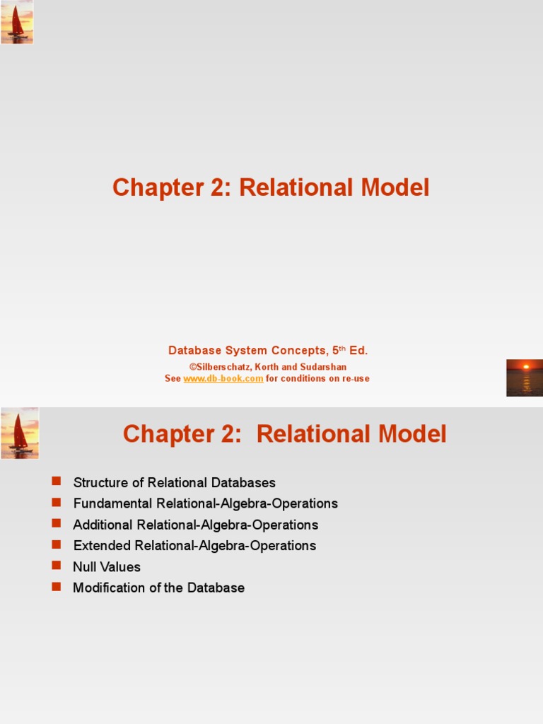 Chapter 2: Relational Model: Database System Concepts, 5 Ed | PDF