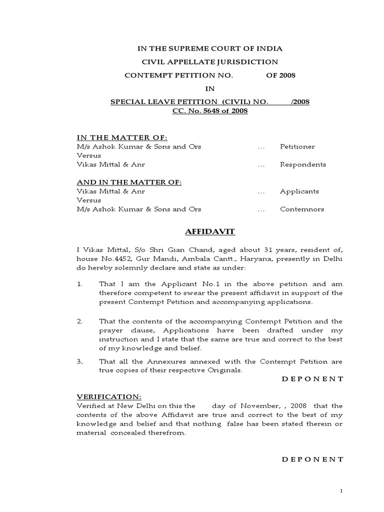 Vikas Mittal-SC-Contempt | PDF