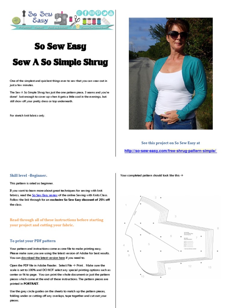 So Simple Shrug - Aiid2074882 | PDF | Sewing | Seam (Sewing)