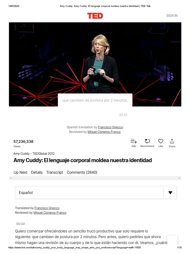 Amy Cuddy - Amy Cuddy - El Lenguaje Corporal Moldea Nuestra Identidad ...