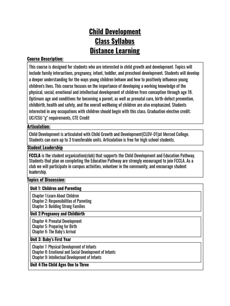Child Development Syllabus Distance Learning 1 | PDF | Parenting ...