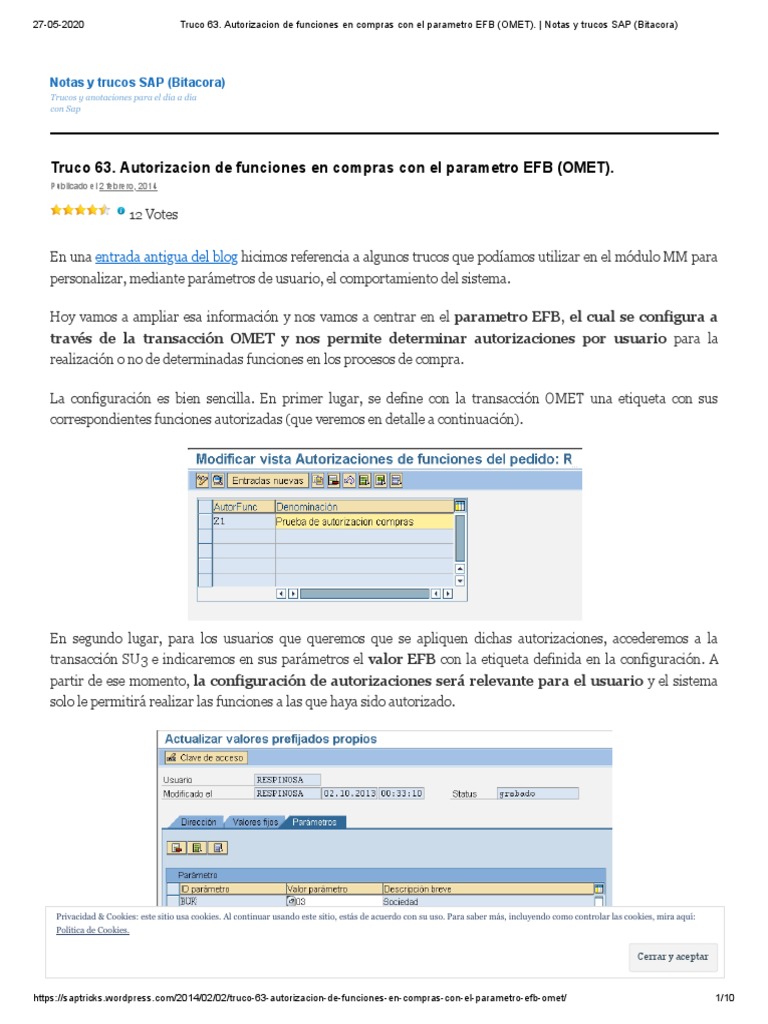 Parametro EFB (OMET) - Notas y Trucos SAP (Bitacora) | PDF | Cookie ...