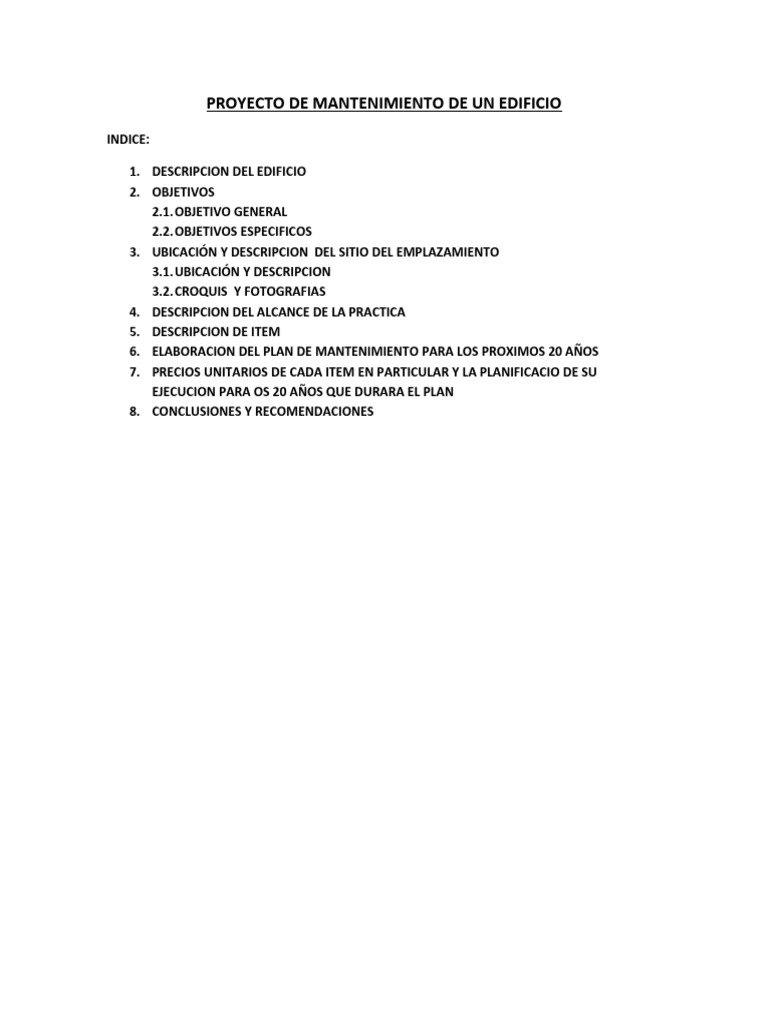 Proyecto de Mantenimiento de Un Edificio | PDF | Materiales de ...
