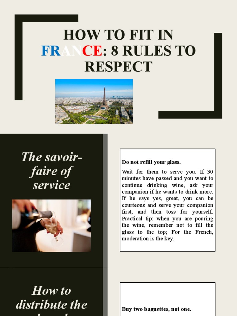 Essential Etiquette Tips for France | PDF | Cooking, Food & Wine
