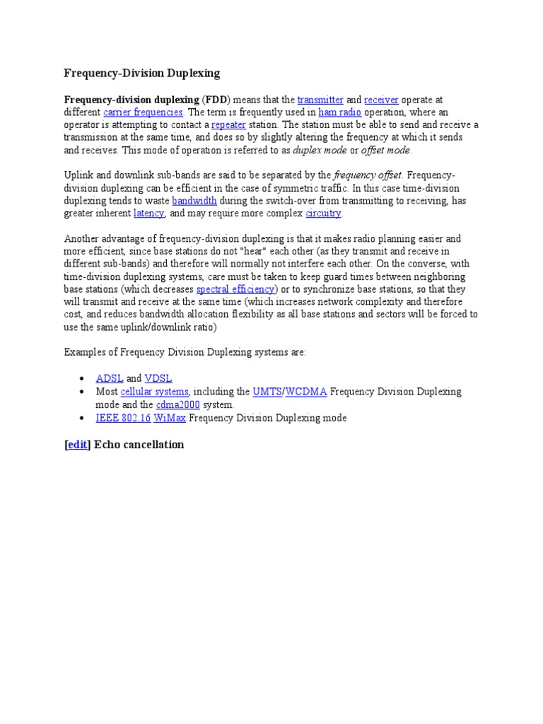 Frequency Division Duplexing | PDF