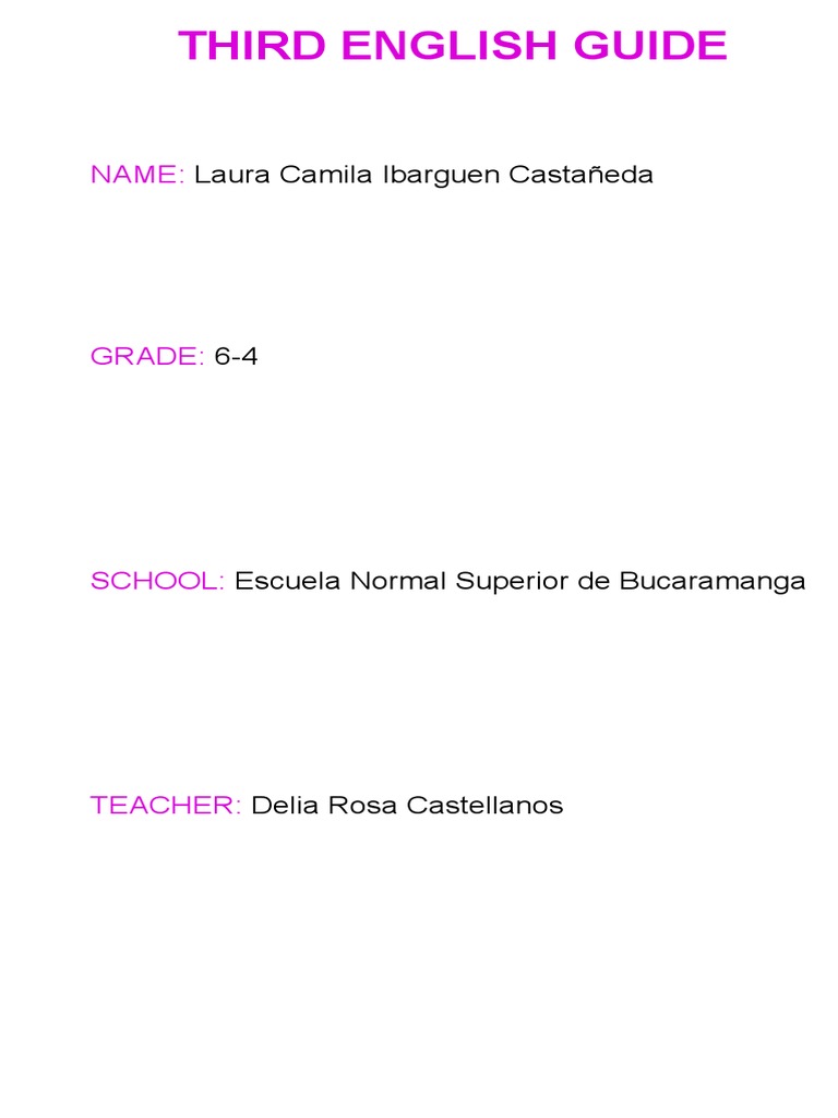 Third English Guide: Laura Camila Ibarguen Castañeda | PDF | Lunch | Meal
