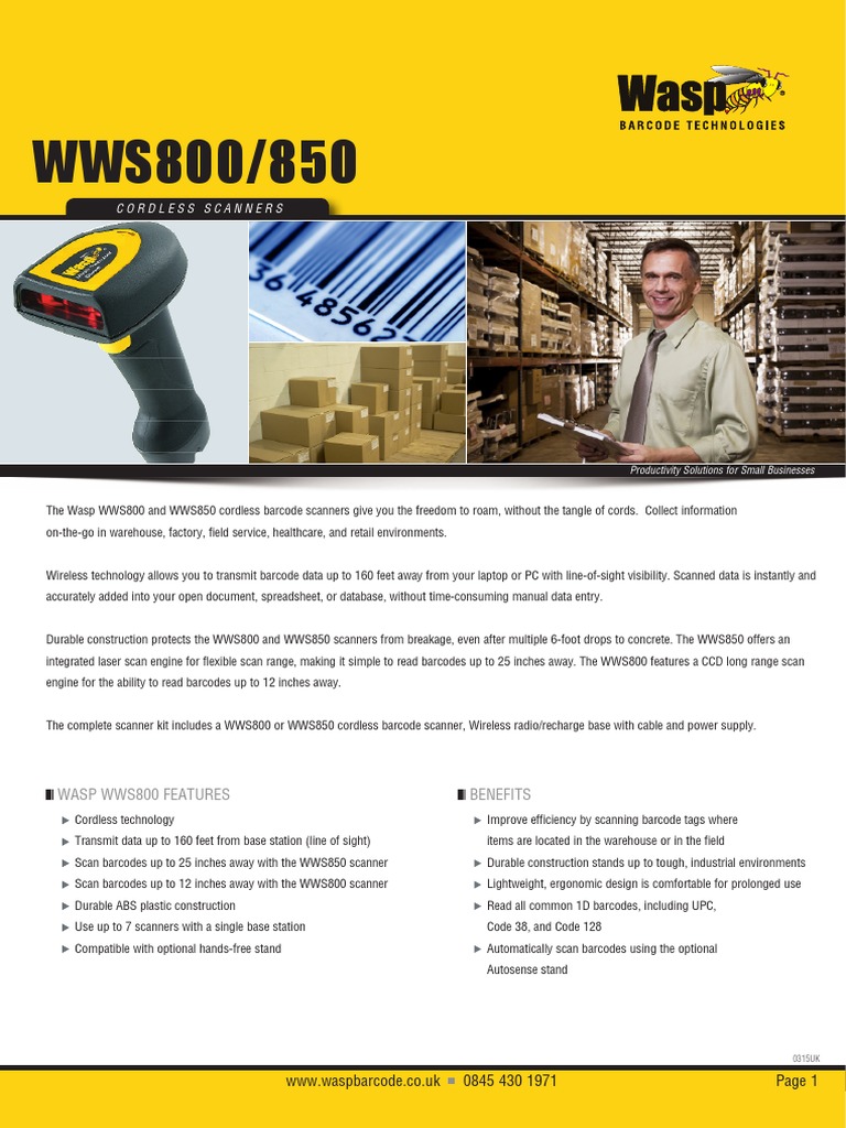 Cordless Scanners: Benefits Wasp Wws800 Features | PDF | Barcode ...