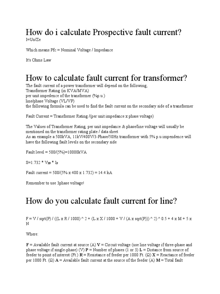 Fault Current Calculation | PDF | Transformer | Electrical Impedance