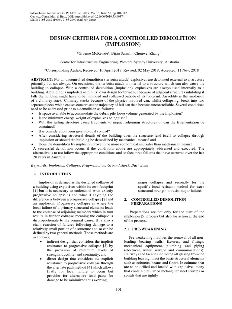 Desing Criteria For A Controlled Demolition | PDF | Demolition | Column