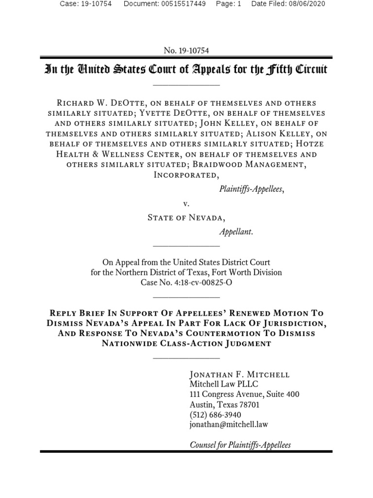 Reply Brief in Support of Appellees' Renewed Motion To Dismiss | PDF ...