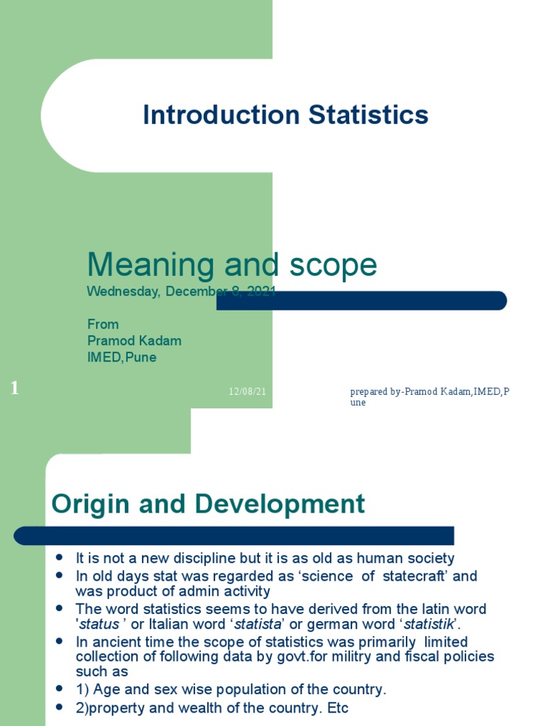 Introduction Statistics: Meaning and Scope | PDF | Statistics | Science